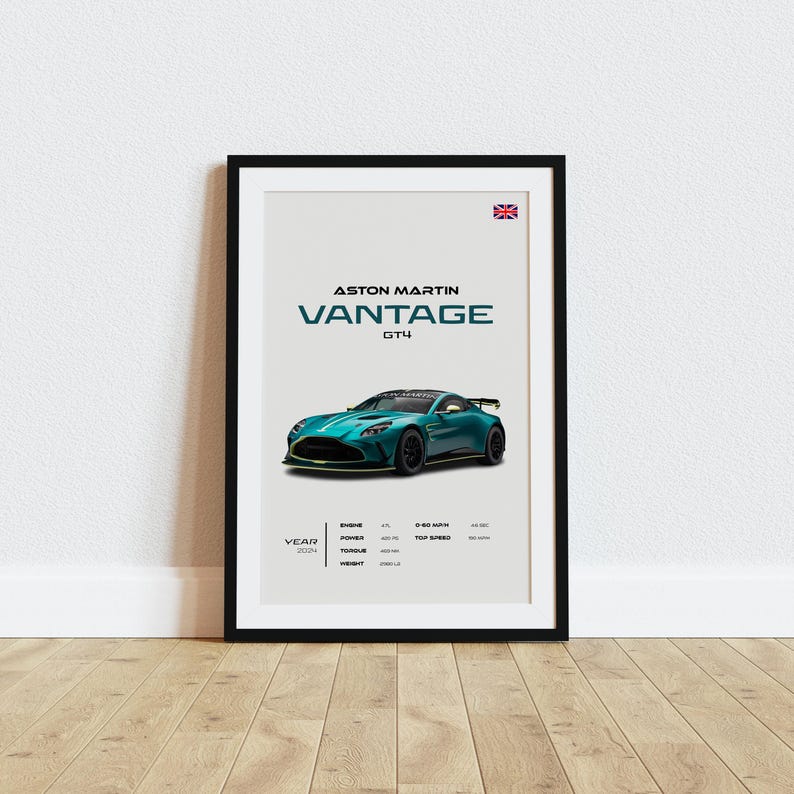 Aston Martin Vantage GT4 Poster, Race Car Wall Art, Motorsport Print - Etsy