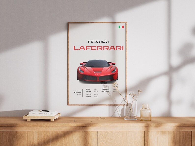 Ferrari Laferrari Poster, Italian Hypercar Wall Art, Luxury Car Print ...