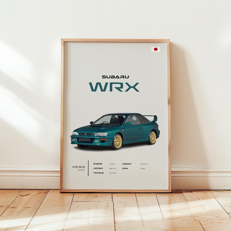 Subaru WRX STI Poster: 1998 Classic JDM Rally Car Art - Etsy