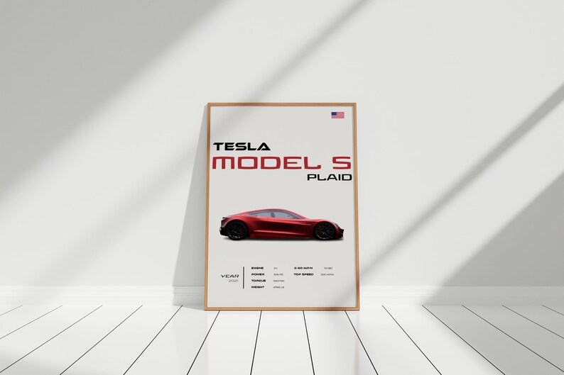 Tesla Model S Plaid Poster – Futuristic EV Supercar Art - Etsy