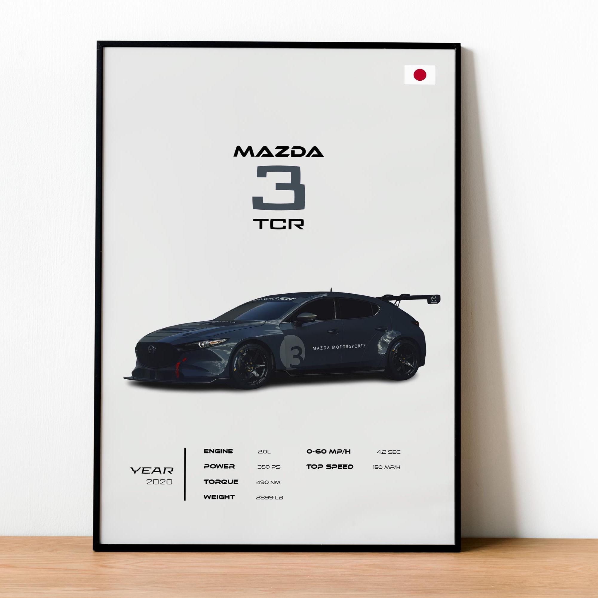 Mazda 3 TCR Poster – Racing Car Poster, Japanese Motorsport Wall Art ...