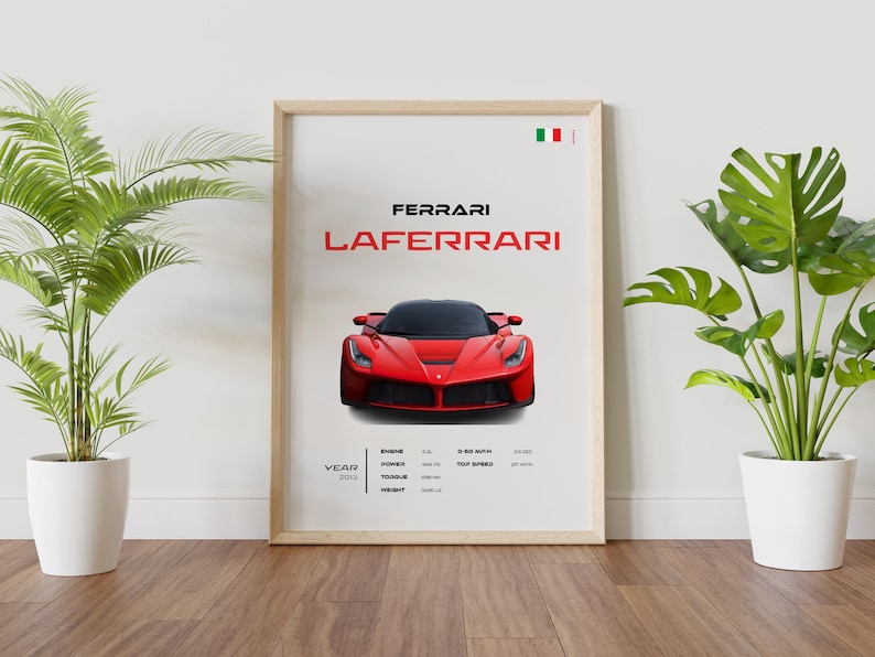 Ferrari Laferrari Poster, Italian Hypercar Wall Art, Luxury Car Print ...