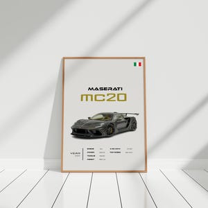Maserati MC20 Poster: Italian Supercar Wall Art - Framed or Rolled - Etsy