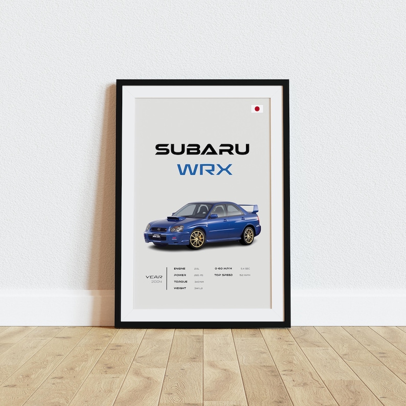 Subaru WRX Poster, Iconic Rally Car Wall Art, Automotive Decor - Etsy