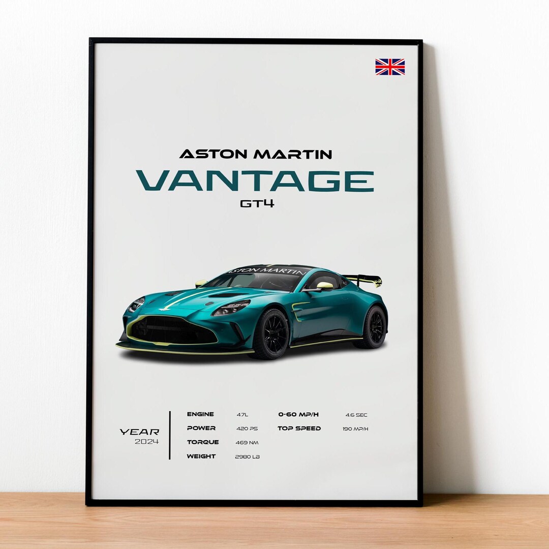 Aston Martin Vantage GT4 Poster, Race Car Wall Art, Motorsport Print - Etsy