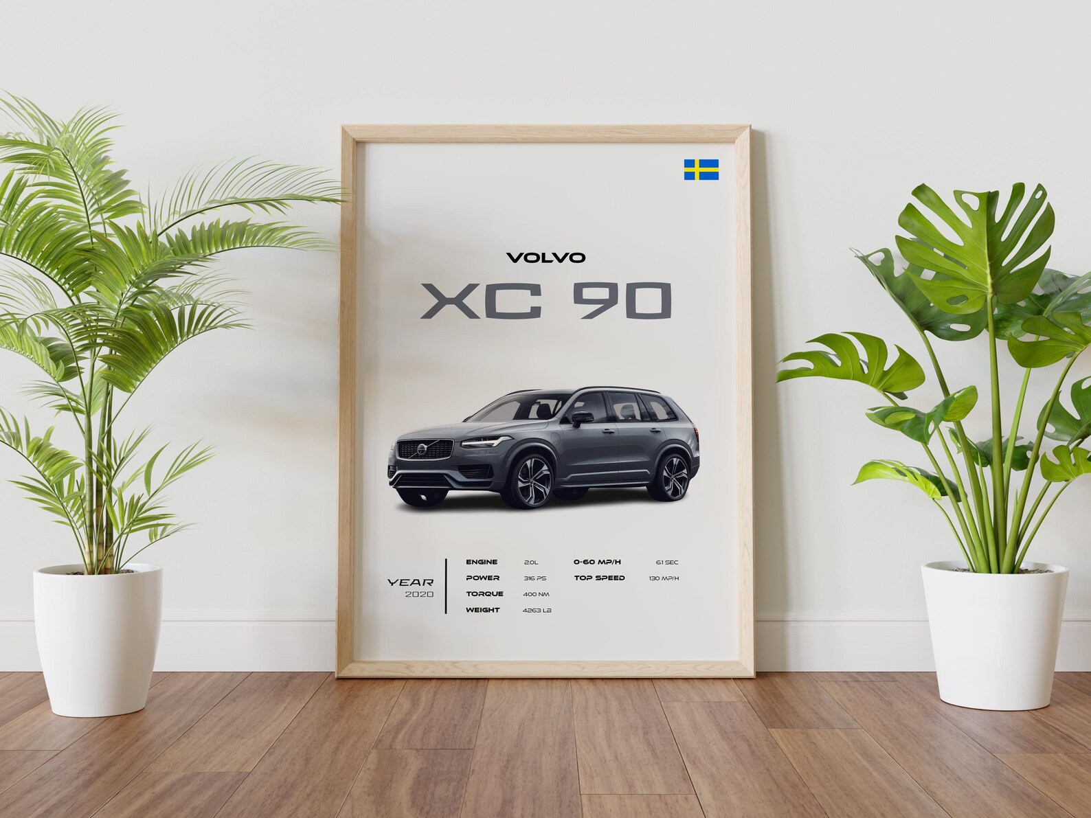 Volvo XC90 Poster, Swedish Luxury SUV Wall Art, Scandinavian Car Print ...