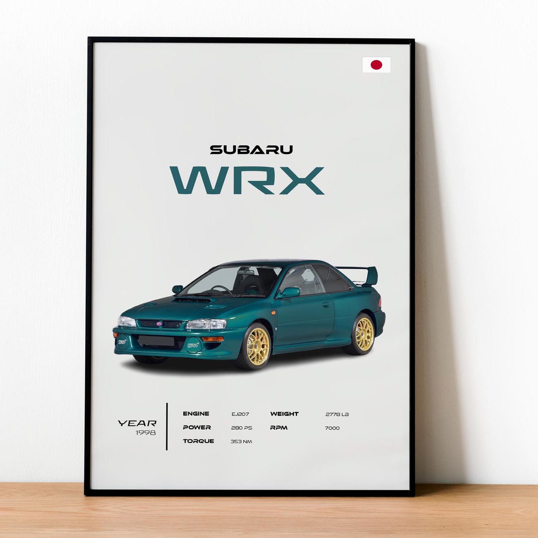 Subaru WRX STI Poster: 1998 Classic JDM Rally Car Art - Etsy