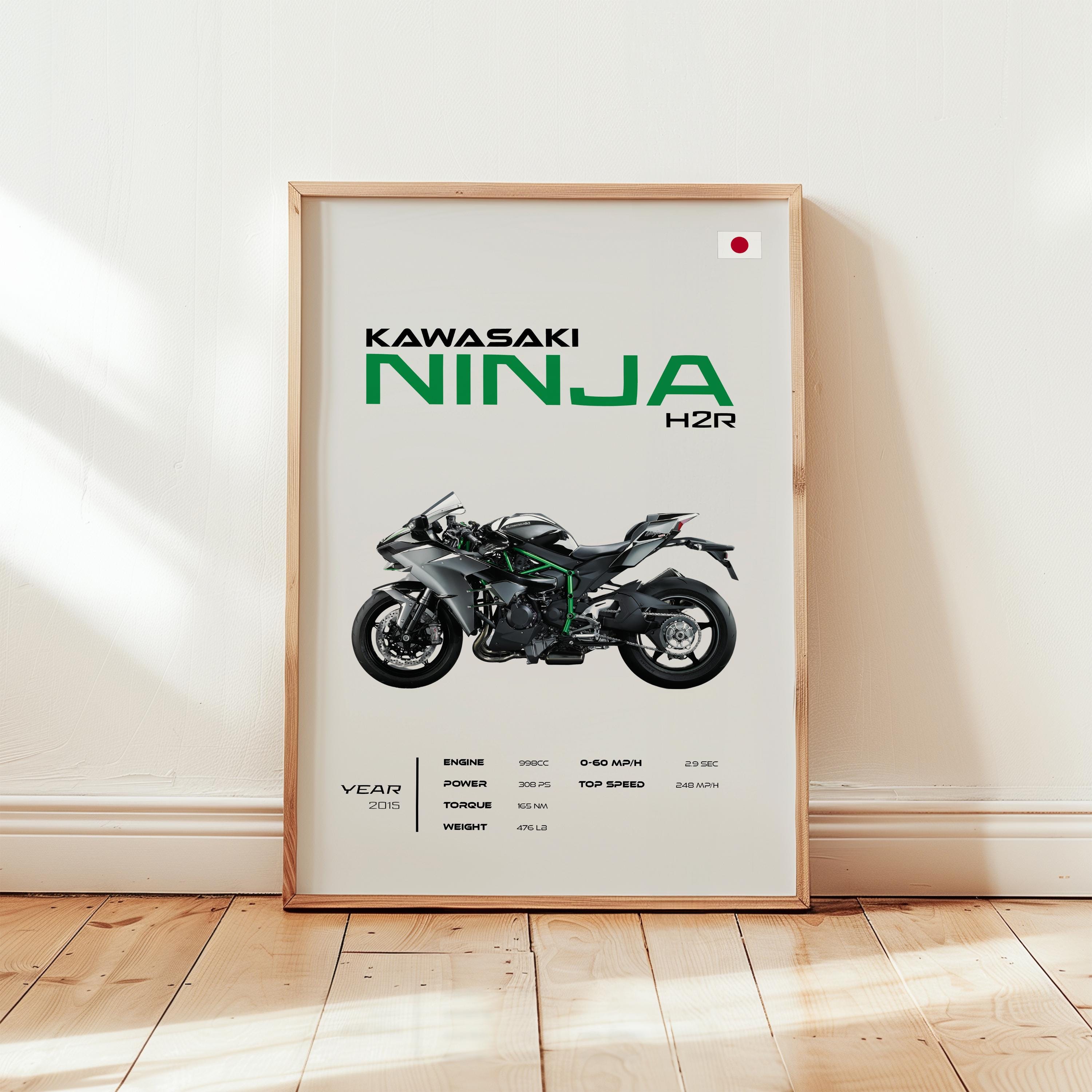 Kawasaki Ninja H2R Poster - High Speed Motorcycle Wall Art - Iconic ...