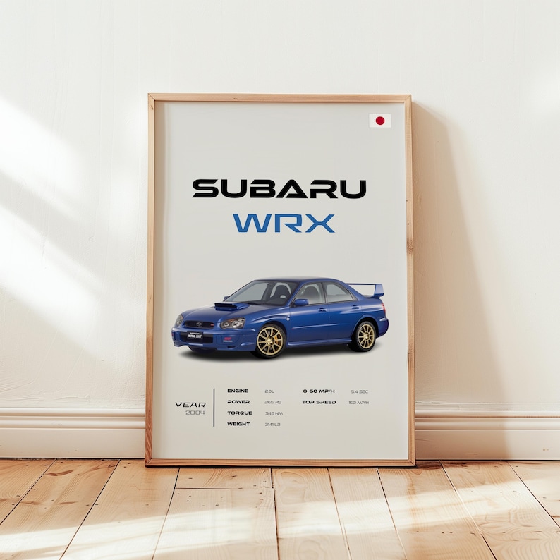 Subaru WRX Poster, Iconic Rally Car Wall Art, Automotive Decor - Etsy