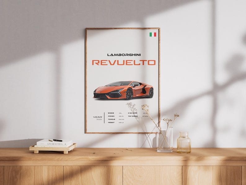 Lamborghini Revuelto Poster – Supercar Poster, Italian Car Wall Art ...