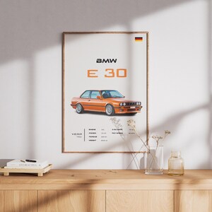 BMW E30 Poster - Classic Car Wall Art - Sports Car Print - Vintage Automotive Decor for ...