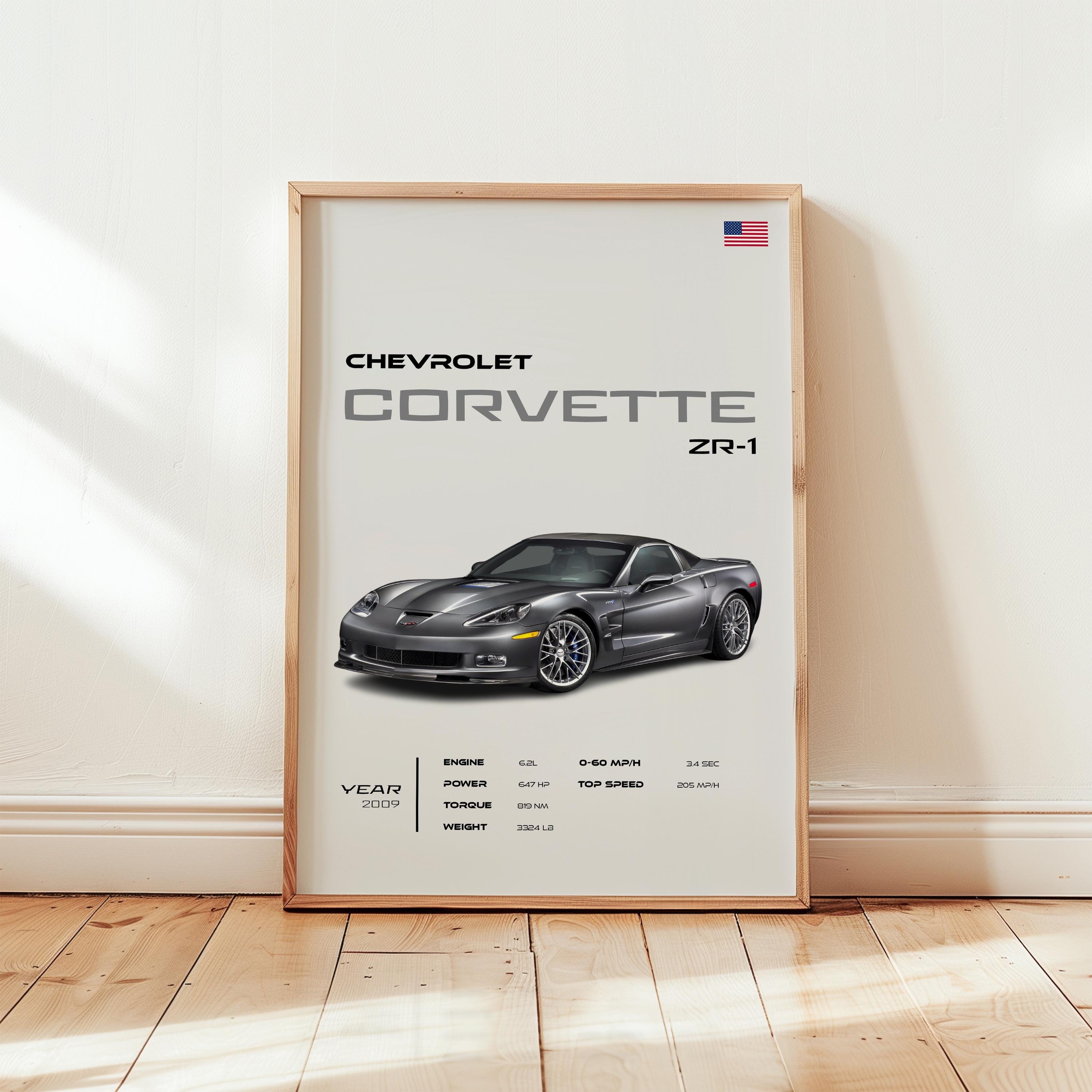 Chevy Corvette ZR1 Poster –supercharged Sports Car Wall Art, Modern ...