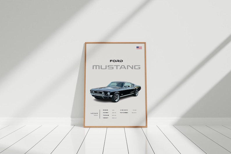 Ford Mustang Poster - Classic Muscle Car Wall Art - Vintage Automotive ...