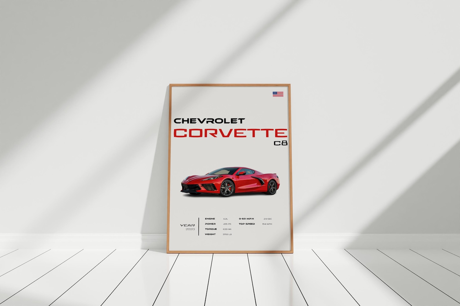 Chevrolet Corvette C8 Poster - Modern American Sports Car Wall Art ...