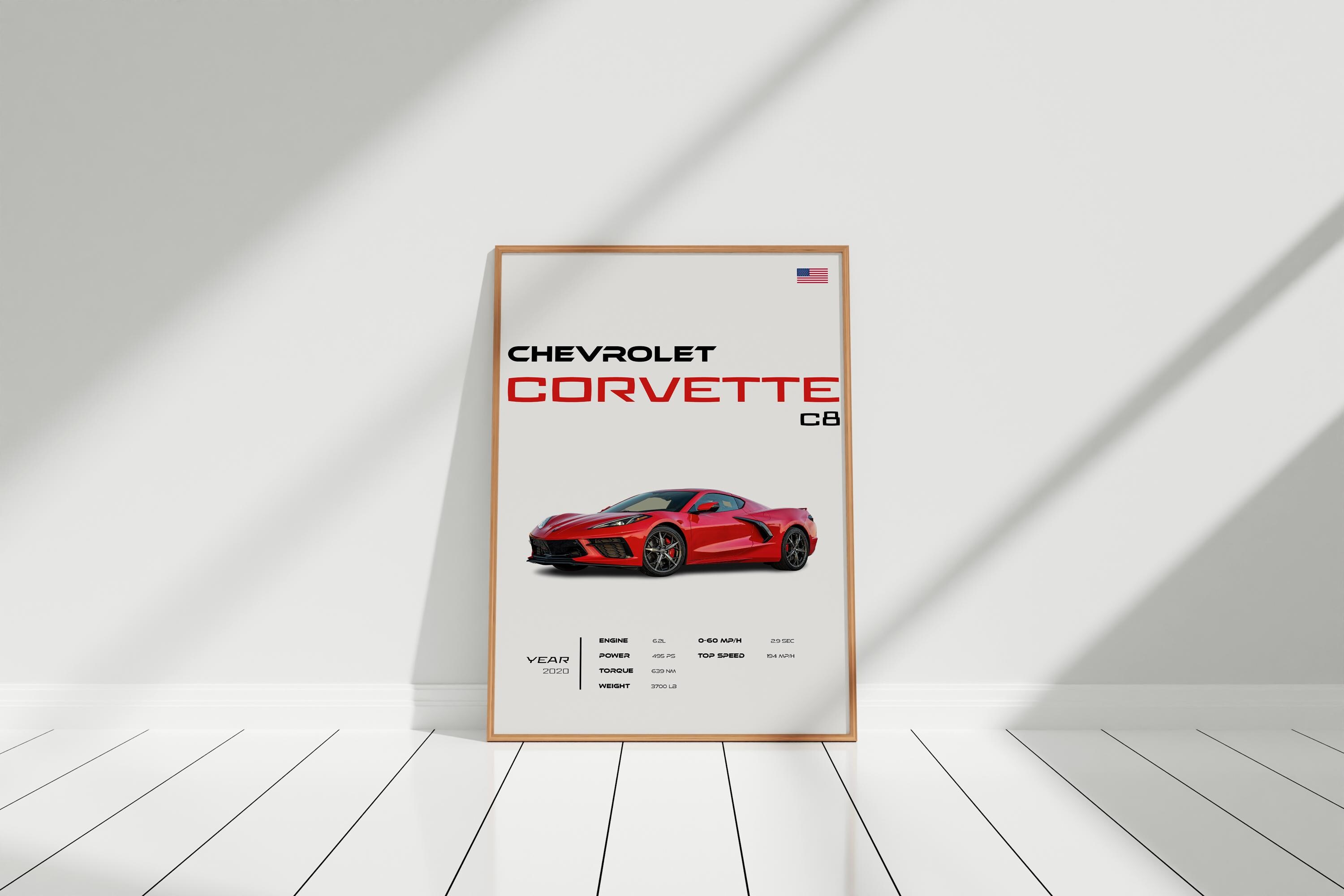 Chevrolet Corvette C8 Poster - Modern American Sports Car Wall Art ...