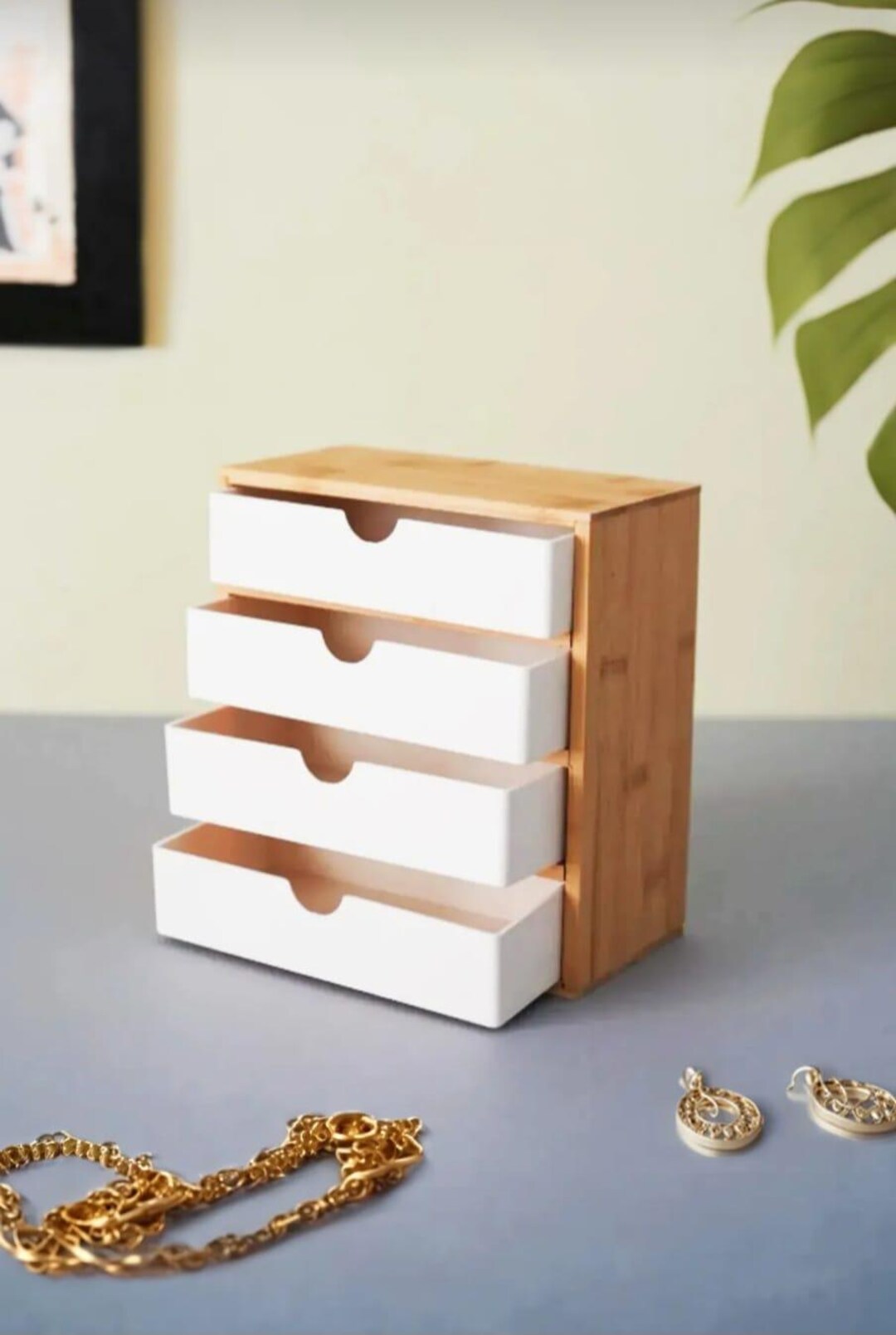 4 Drawer Bamboo Desktop Organizer – Space-saving Storage for Office ...