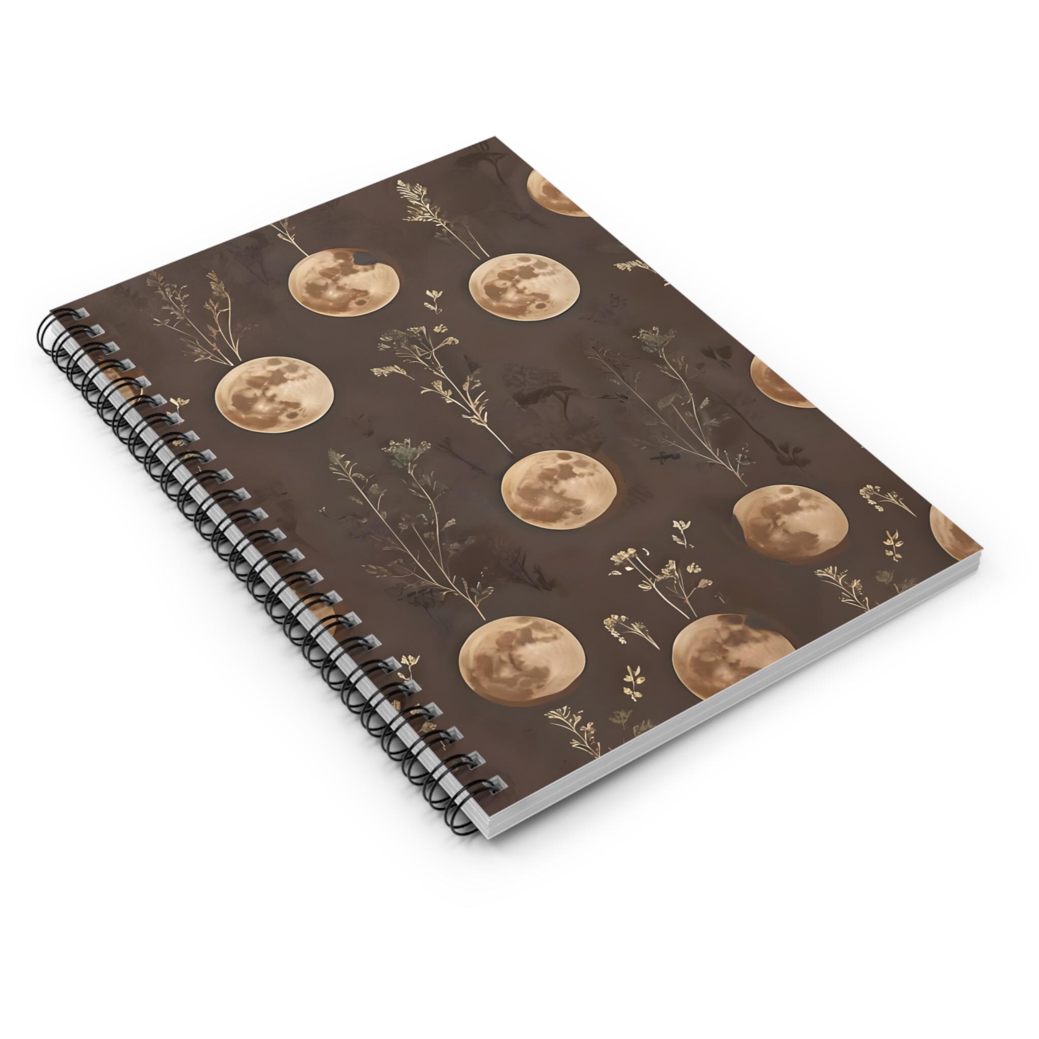 Vintage Moon and Plant Spiral Notebook Ruled Line, Witchy Journal ...