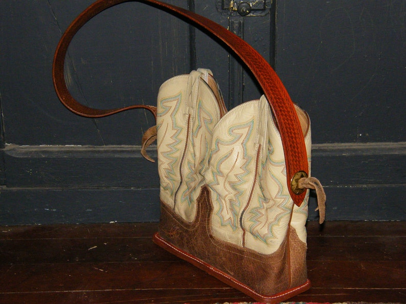 Boot Top Purse with a sole in cream and natural | Etsy