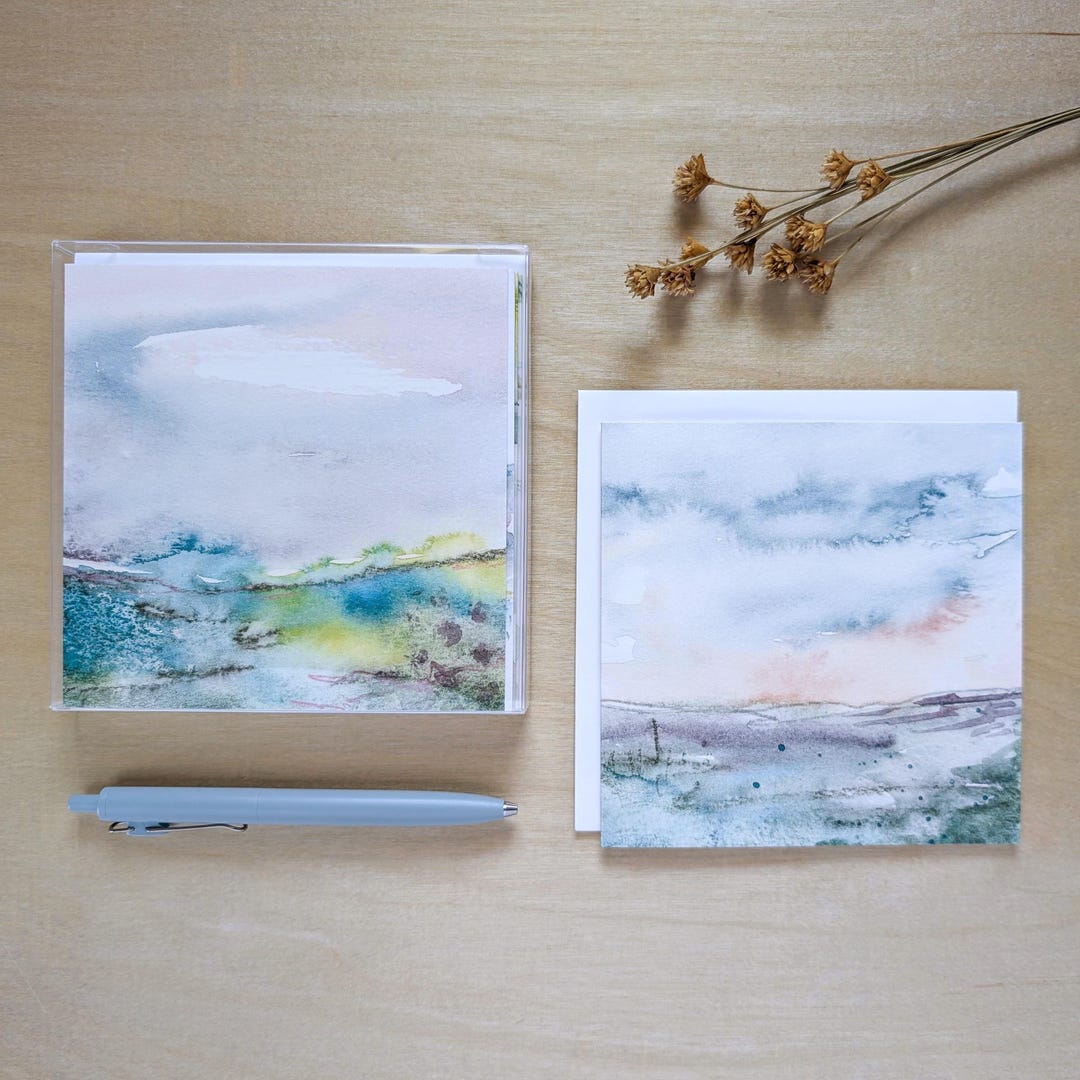 Watercolor Landscape Greeting Card Set: Blank Note Cards, Sympathy ...