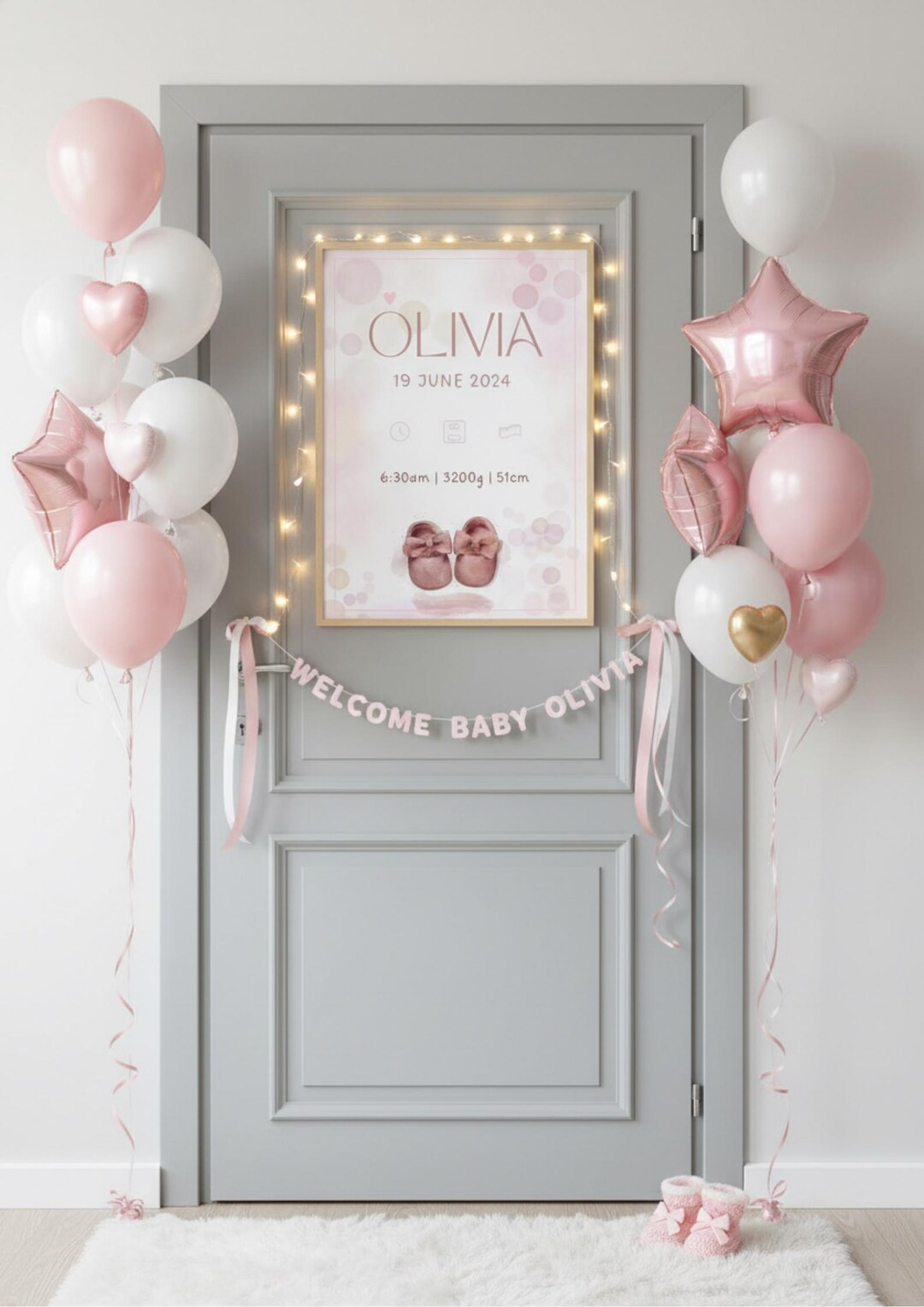 Baby Girl Newborn Birth Information Poster in Pastel Tones - Etsy