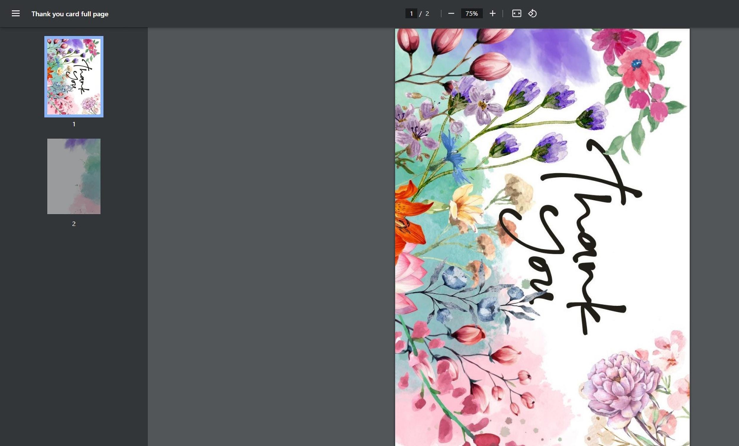 Printable Colorful Floral Thank You Card - Etsy