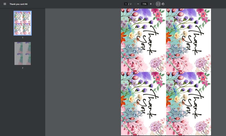 Printable Colorful Floral Thank You Card - Etsy