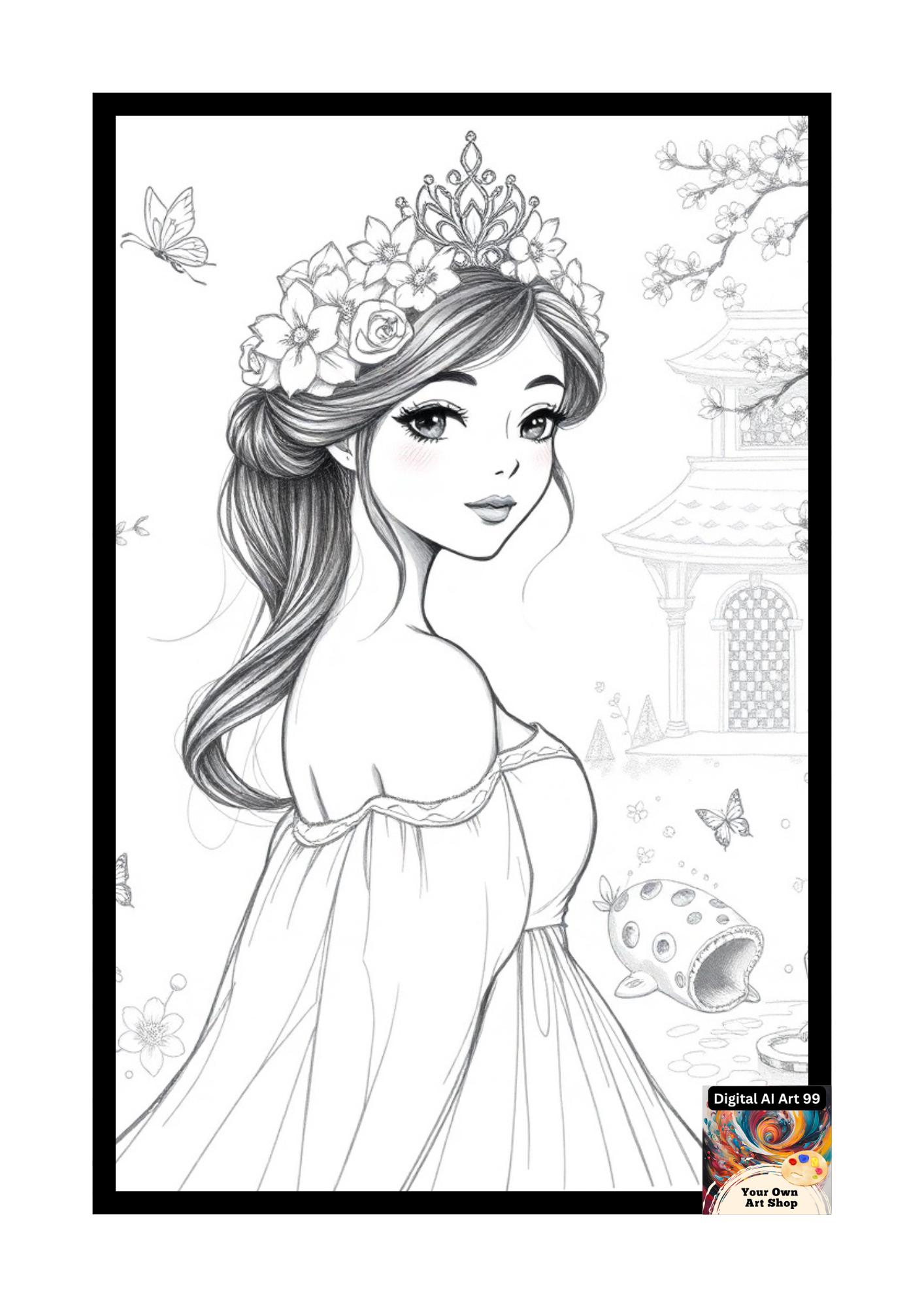 Princess Coloring Book - Digital Product - Etsy