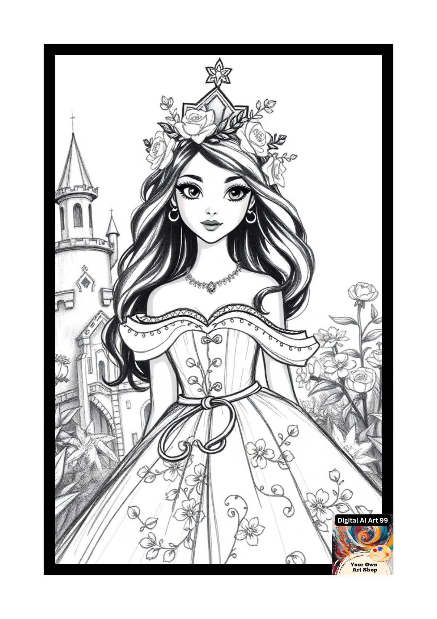 Princess Coloring Book - Digital Product - Etsy