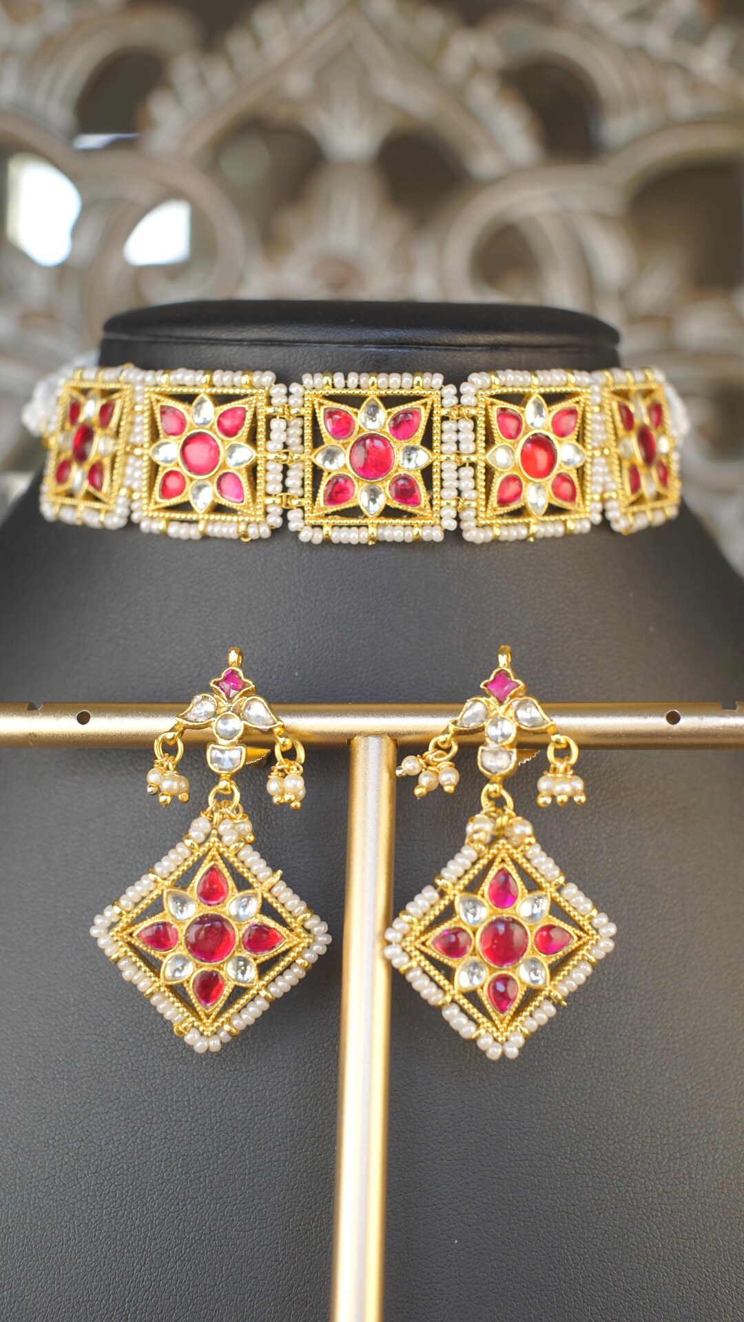 Buy Kundan Ruby Choker Necklace Set | Indian Bridal Jewelry Online in ...