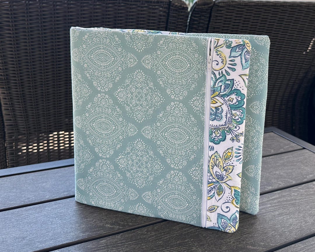 Handmade Cotton 3-ring Binder Cover: Zippered Pocket, Fits 1.5" Binder ...
