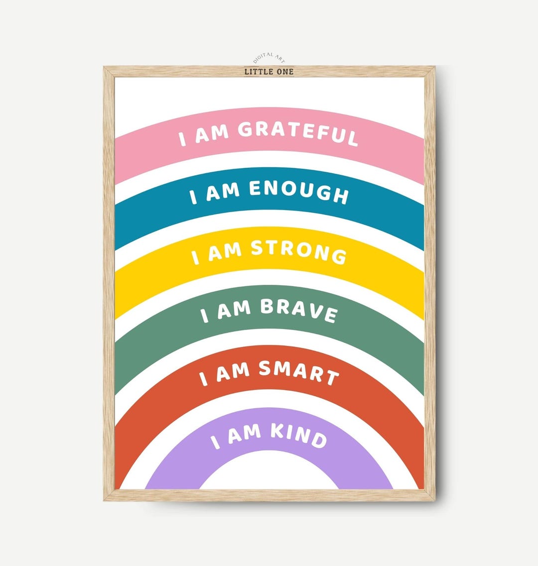 Rainbow Affirmations Wall Art, Positive Affirmations for Kids ...