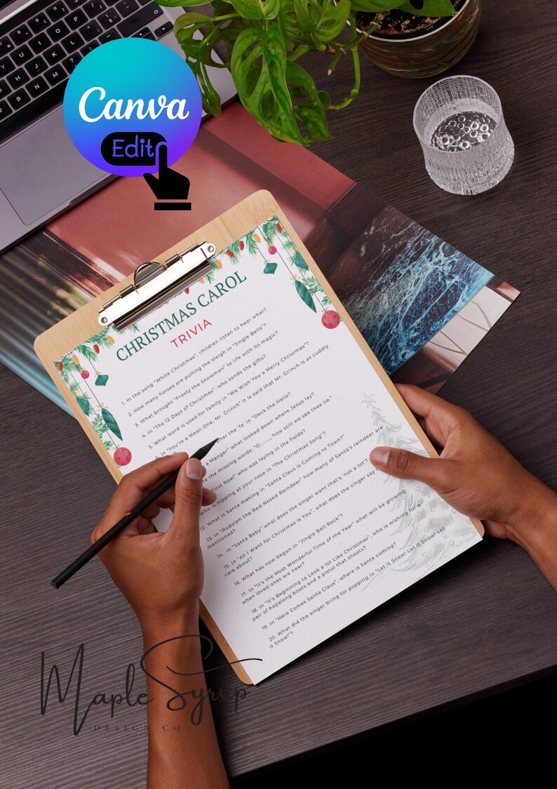 Christmas Carol Trivia Game, Song Trivia, Editable, Digital ...