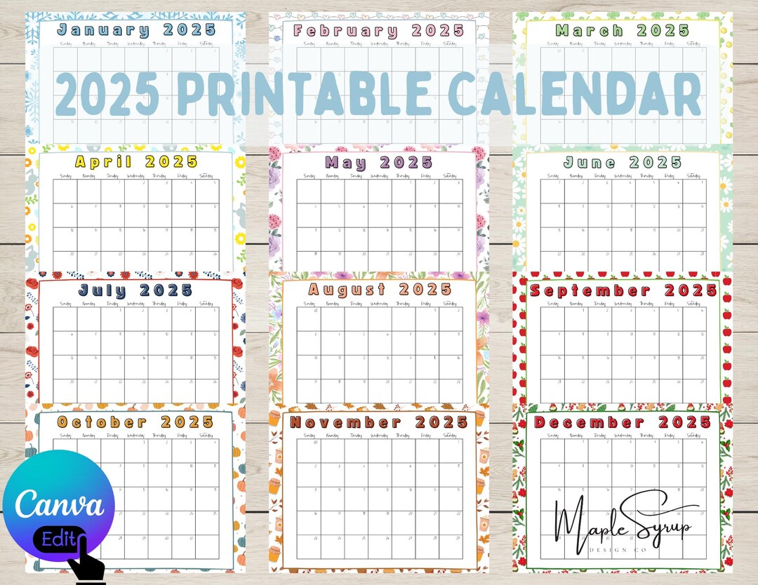 2025 Printable Calendar, 8.5 X 11 Inch, Print Ready or Customizable in ...