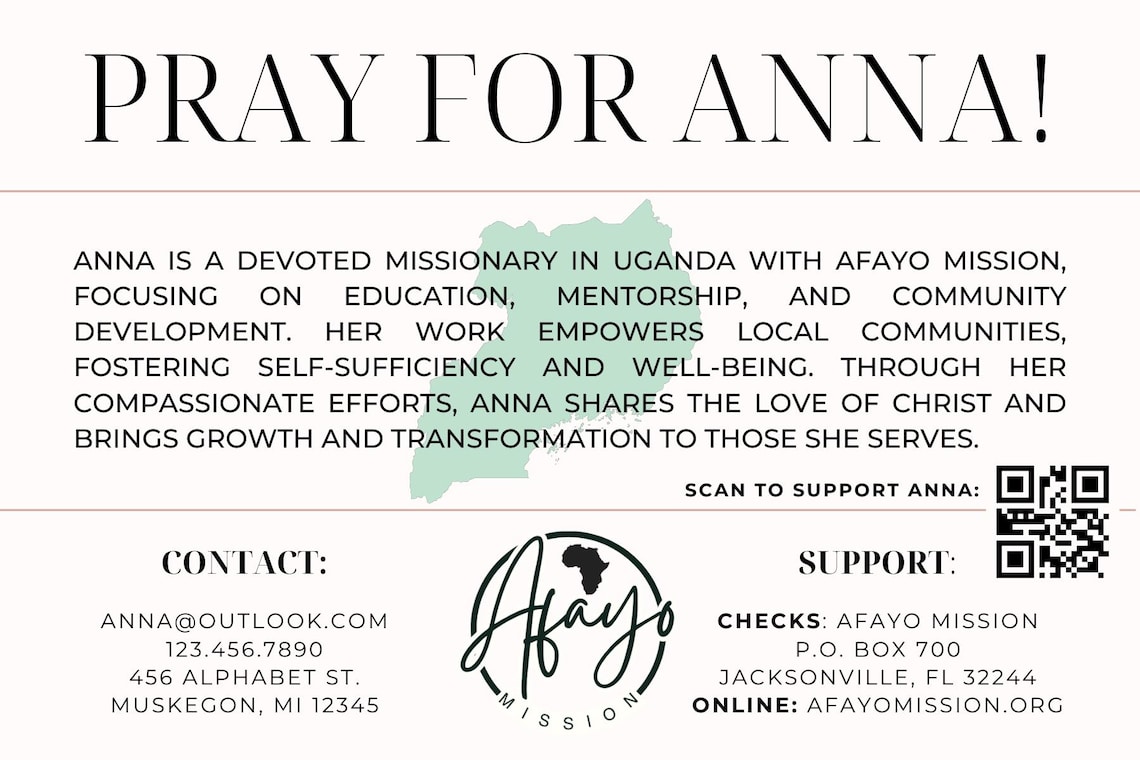 Customizable Missionary Prayer Card Template (digital Download), 6x4 ...
