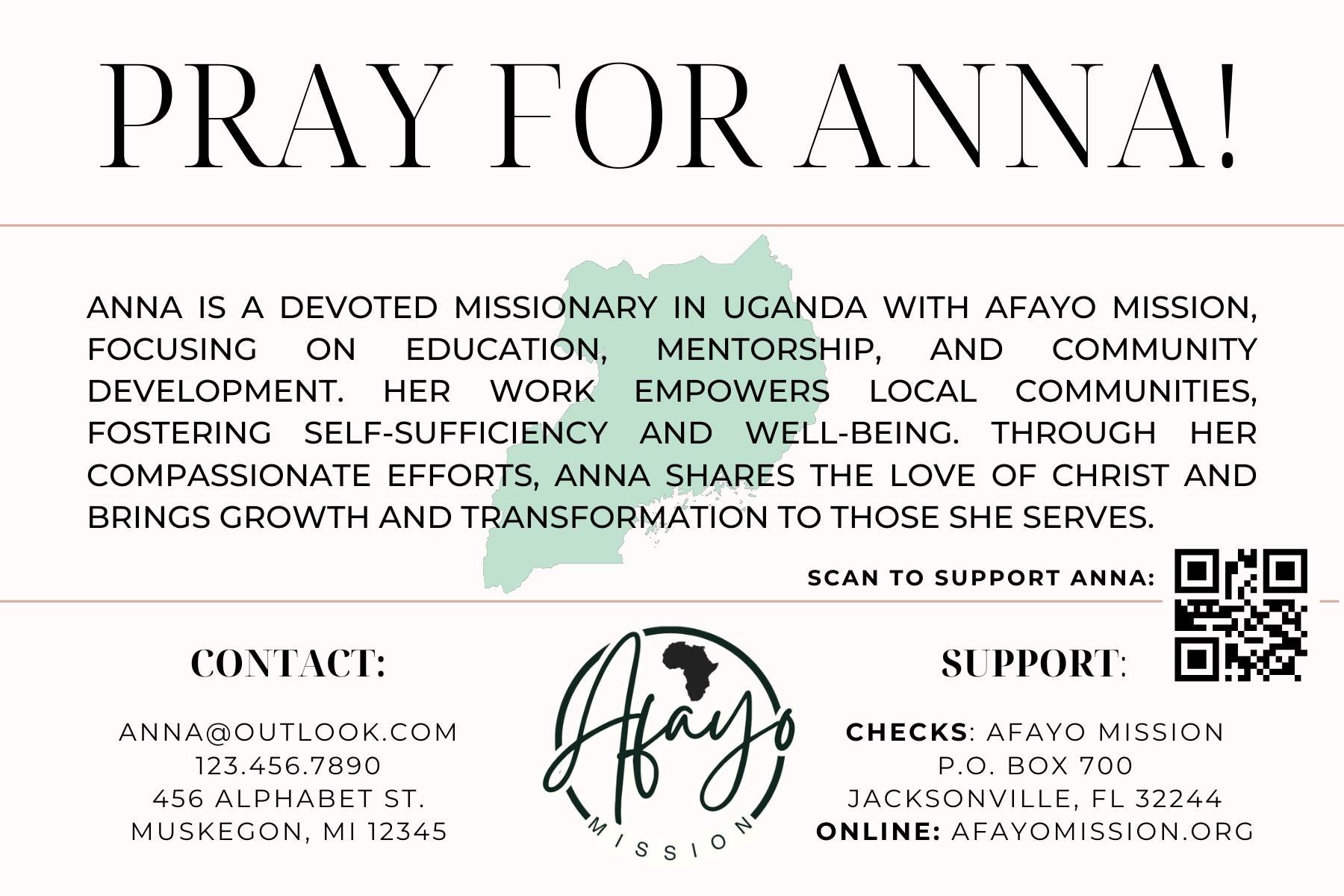 Customizable Missionary Prayer Card Template (digital Download), 6x4 ...
