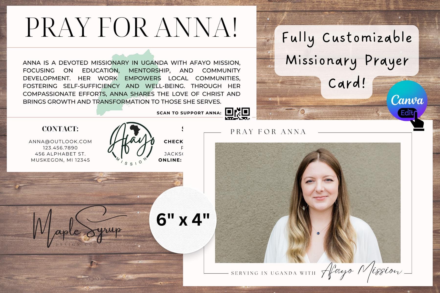 Missionary Prayer Card Template, Neutral Design, 6 X 4, Fully ...