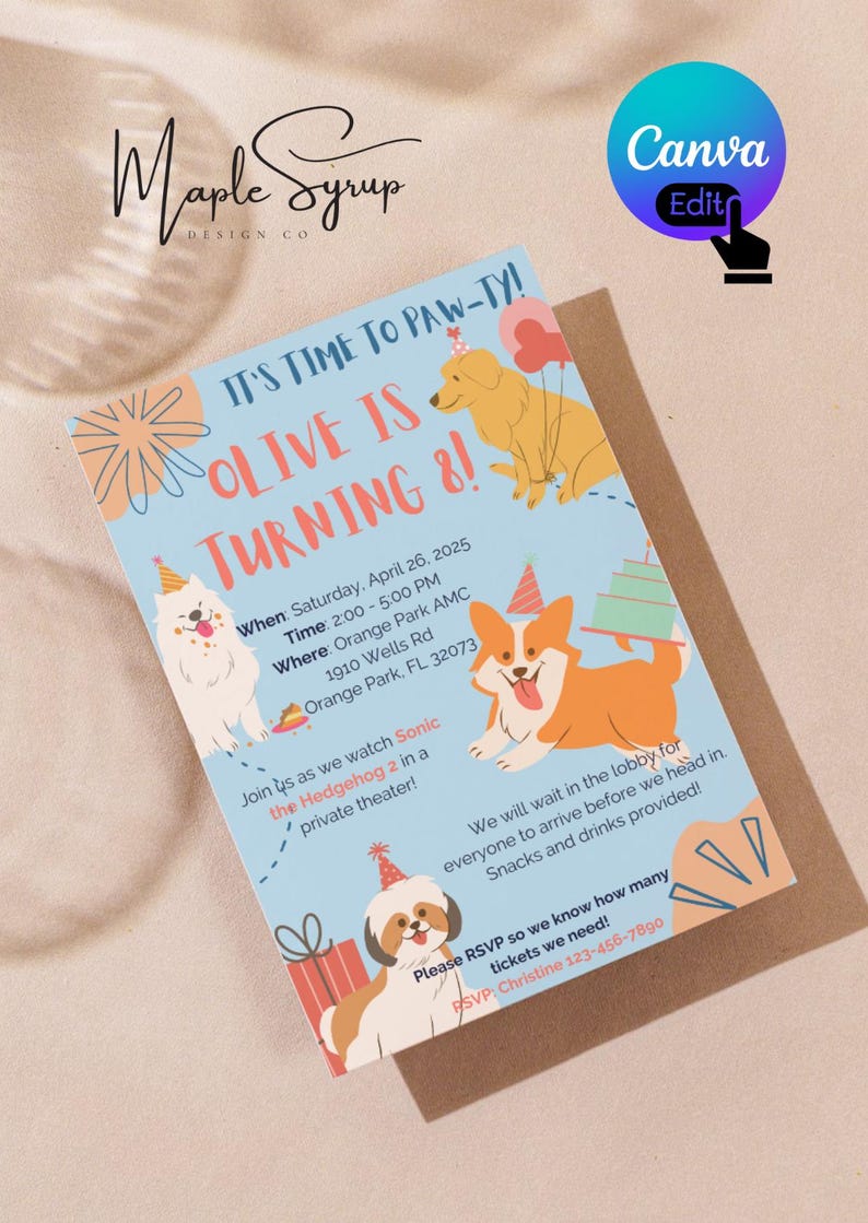 Dog Paw-ty Birthday Invitation: Editable Kids Party (digital) - Etsy