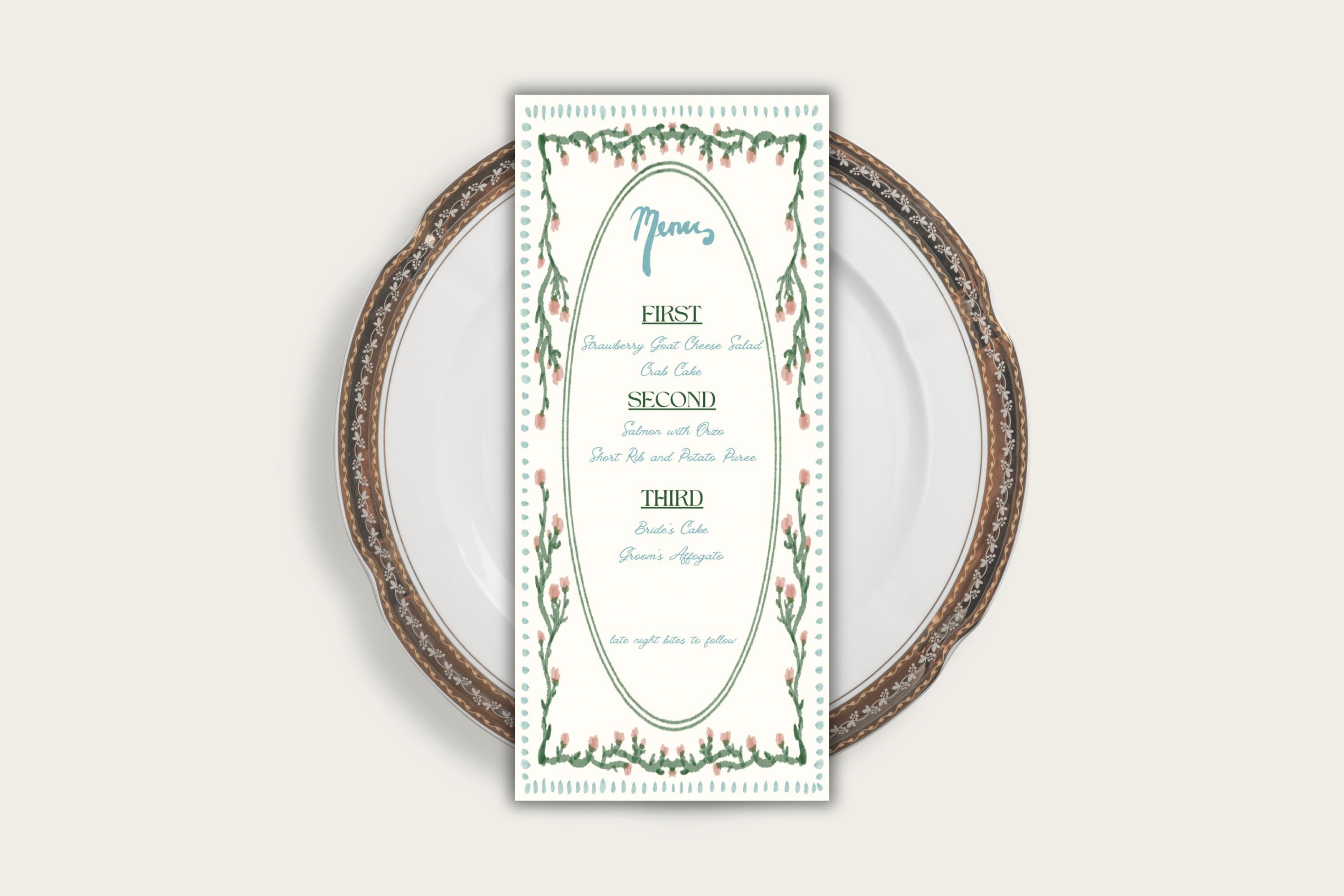 Editable Wedding Menu Template • Hand-drawn Vintage Canva Design ...
