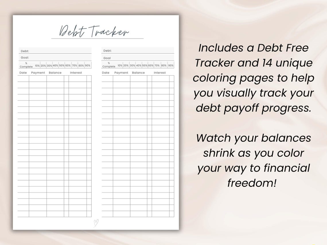 Debt Payoff Coloring Tracker: Printable Finance Planner (digital ...