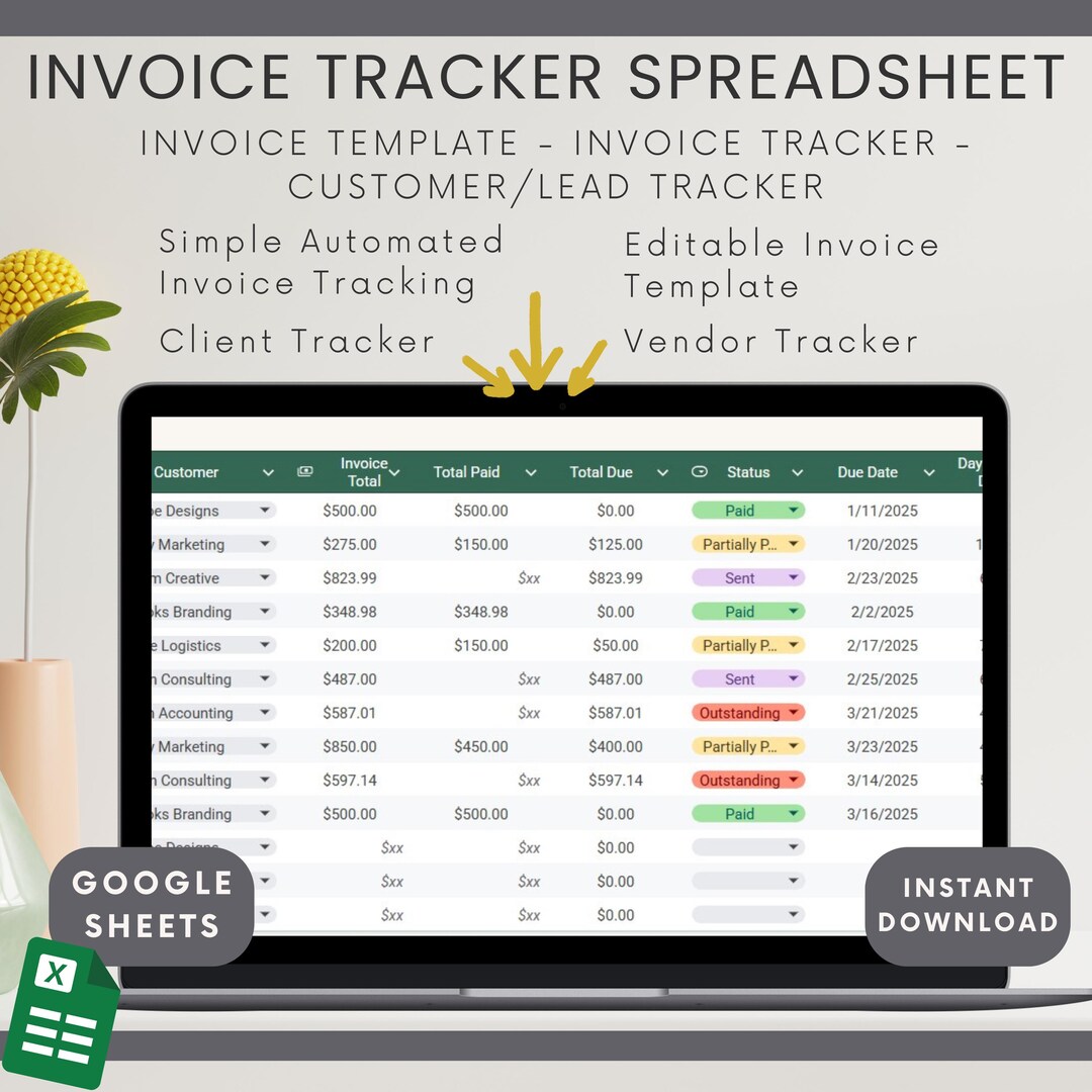 Invoice Tracker, Invoice Template, Client Tracker, Lead Tracker, Google ...