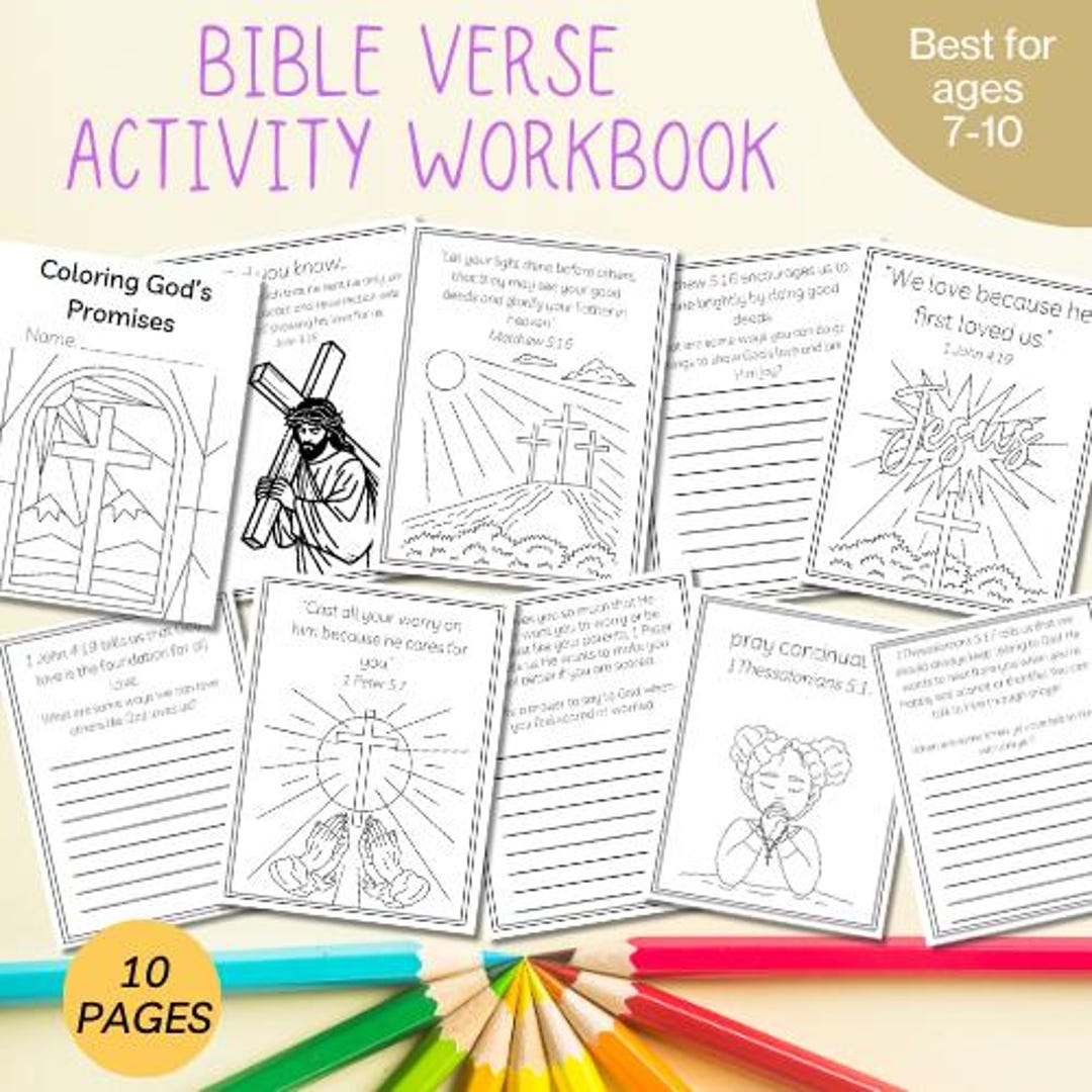 Bible Verse Coloring and Activity Workbook for Kids, Christian Coloring ...