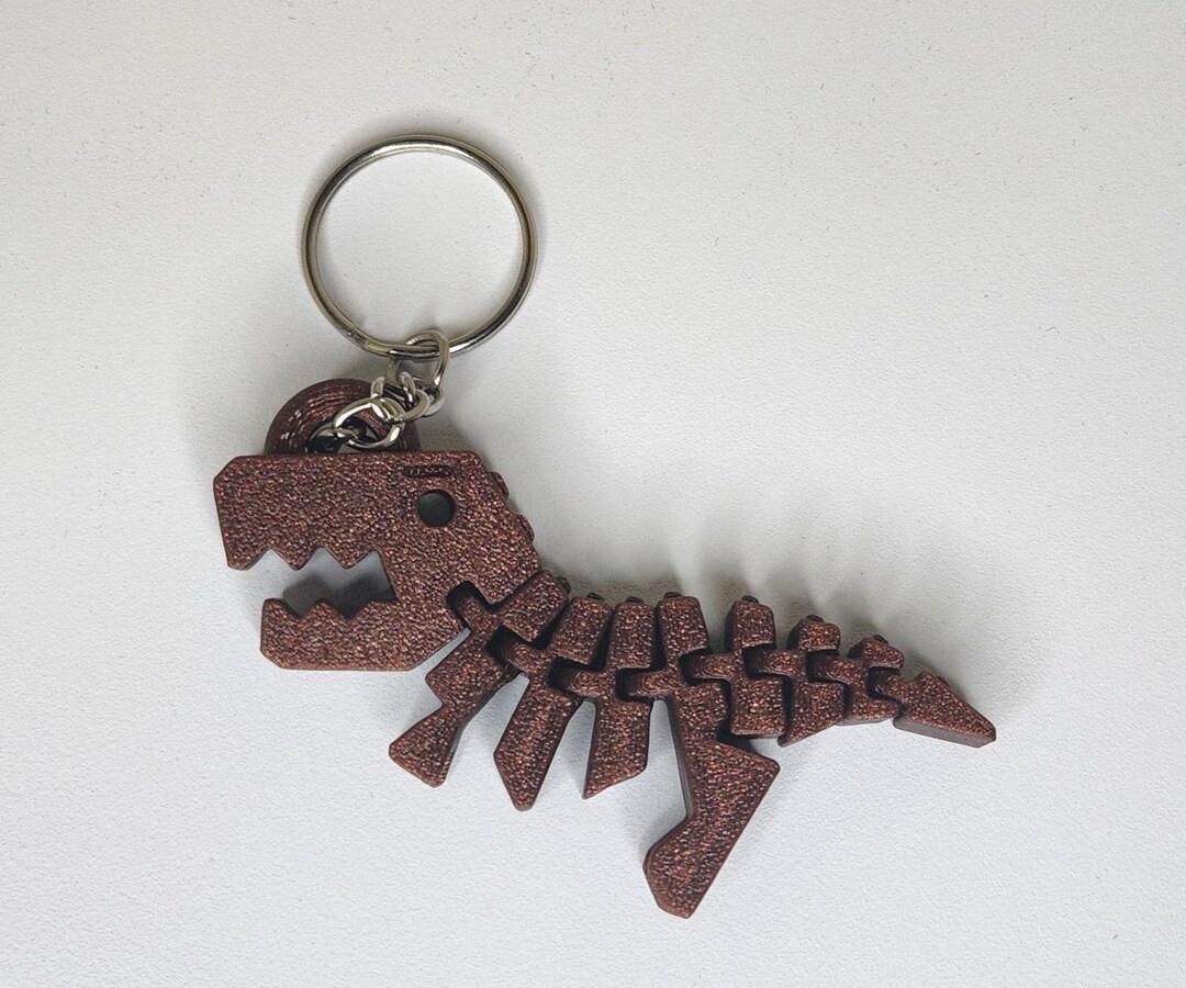 Wiggling Dino Keychain Metal, Glow in the Dark, Transparent and Basic ...