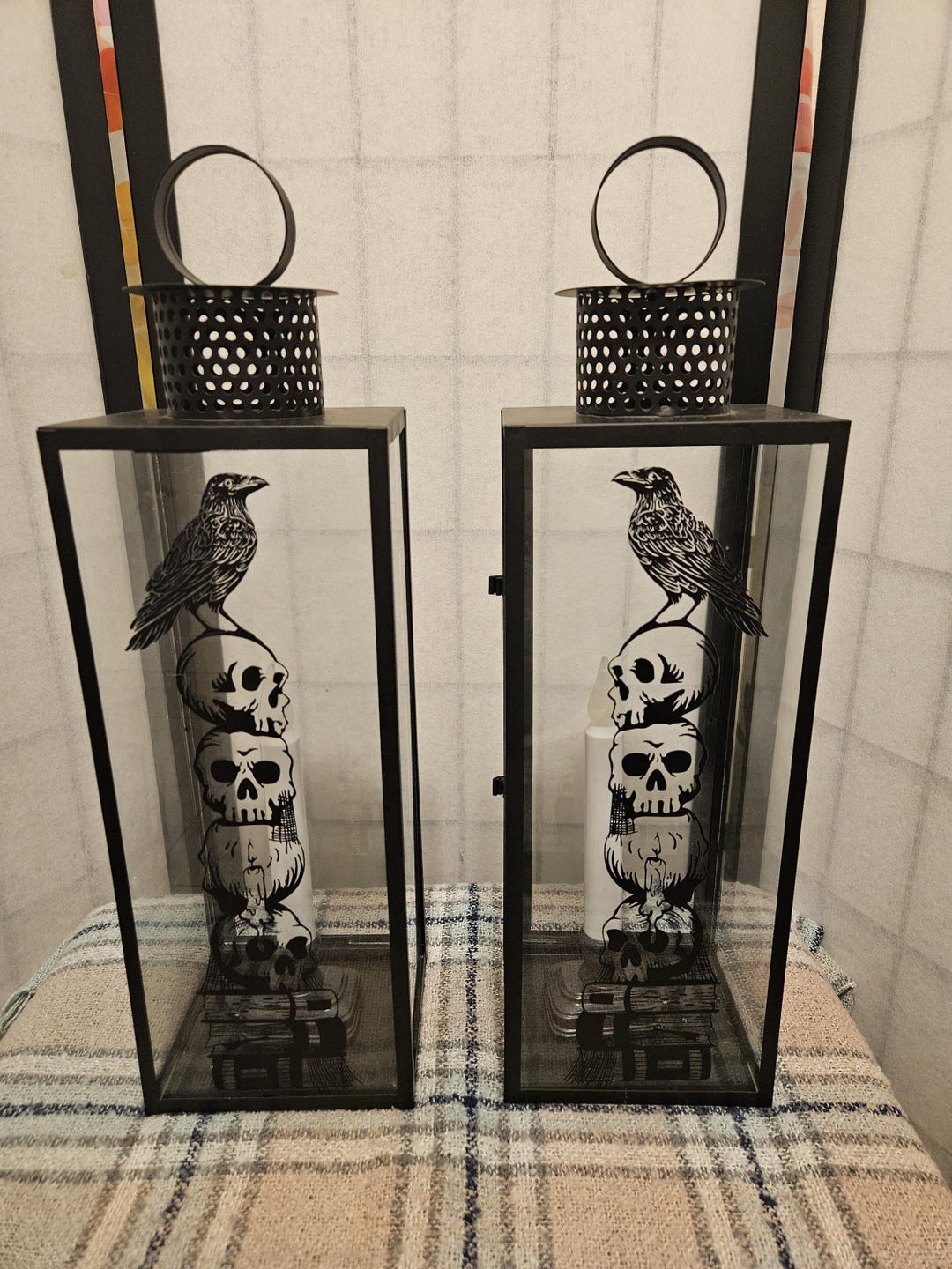 Gothic Raven and Skulls LED Lantern Bookends - Etsy