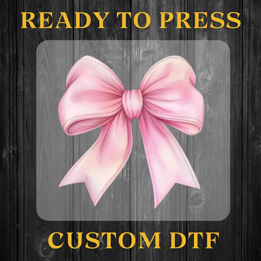 Pink Coquette Bow Transfer | Ribbon Bow Watercolor DTF | Pastel Pink ...