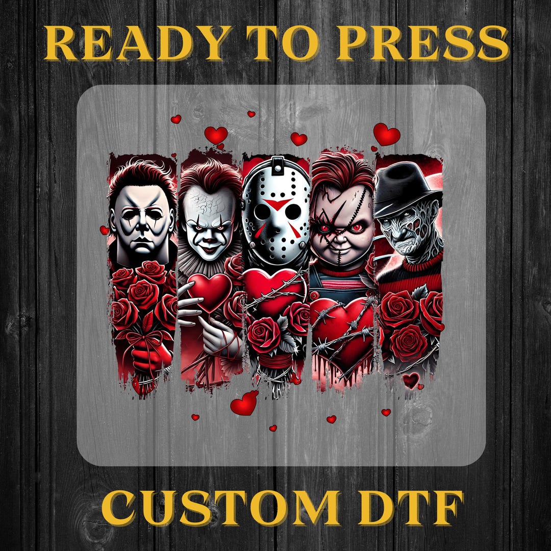 Pink Heart Valentine Horror DTF, Killer Love DTF, Trendy Valentine ...