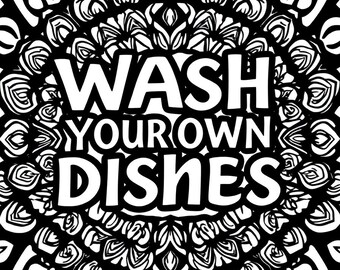 Wash Your Own Dishes Coloring Page's - Etsy
