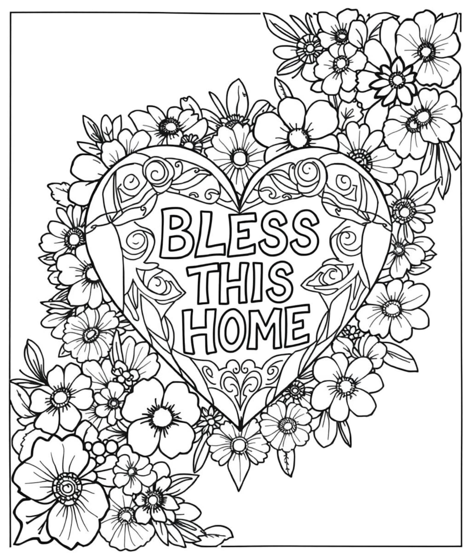 Bless This Home Coloring Pages - Etsy