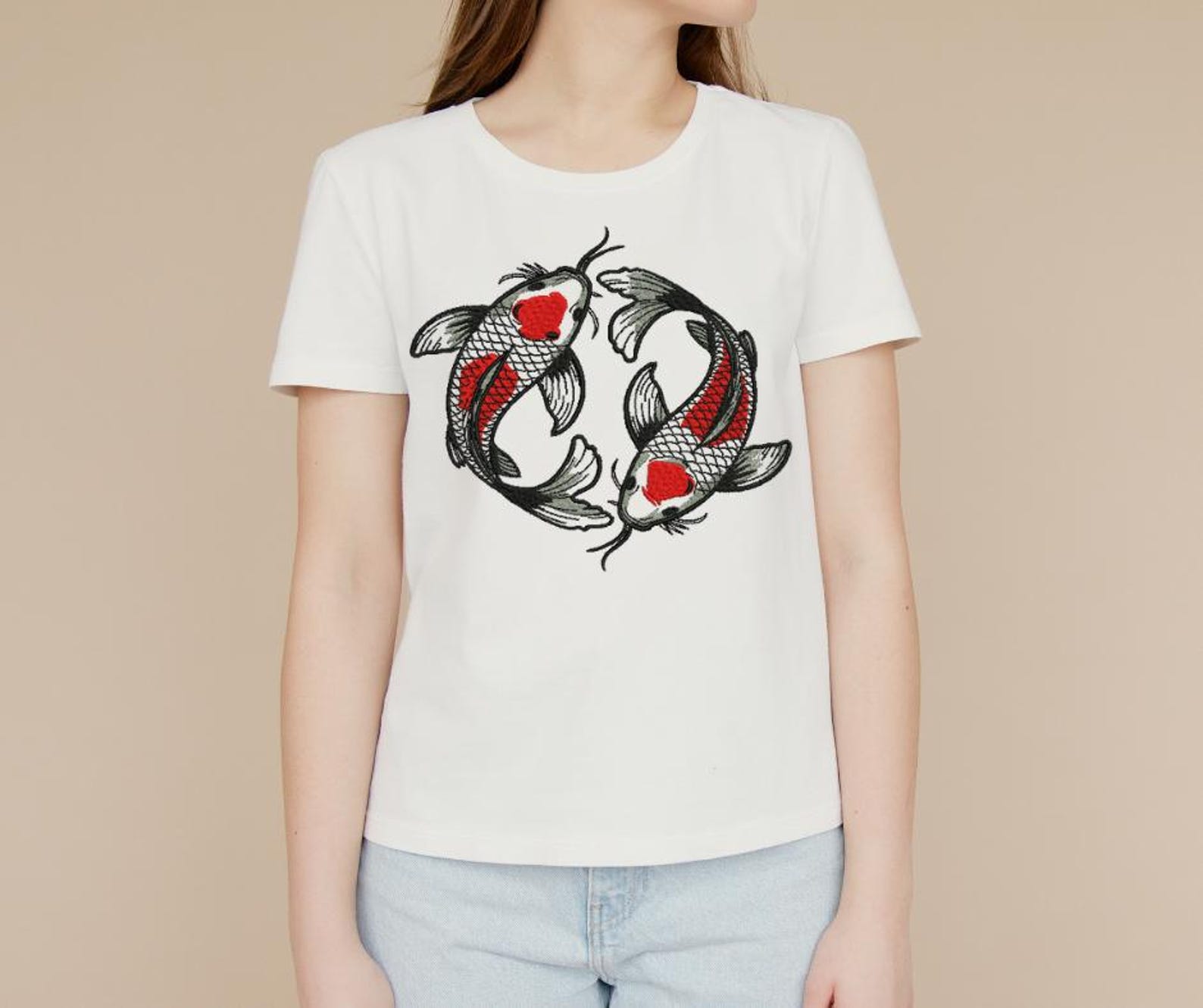 Japanese Koi Embroidery Design, Two Koi Fish Embroidery,koi Embroidery ...