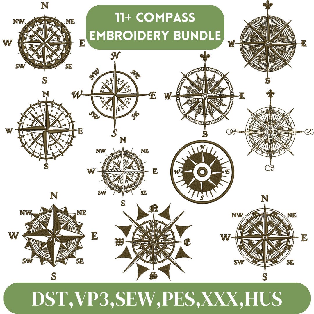 Compass Embroidery Design, Nautical Compass, Compass Symbol, Mini ...