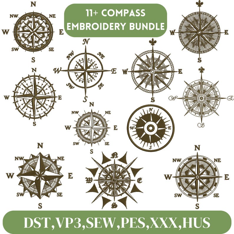 Compass Embroidery Design, Nautical Compass, Compass Symbol, Mini ...